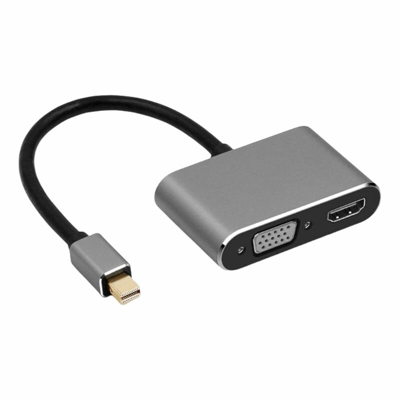 (1 шт.) Адаптер mini DP male to VGA/HDMI female 4K - серый