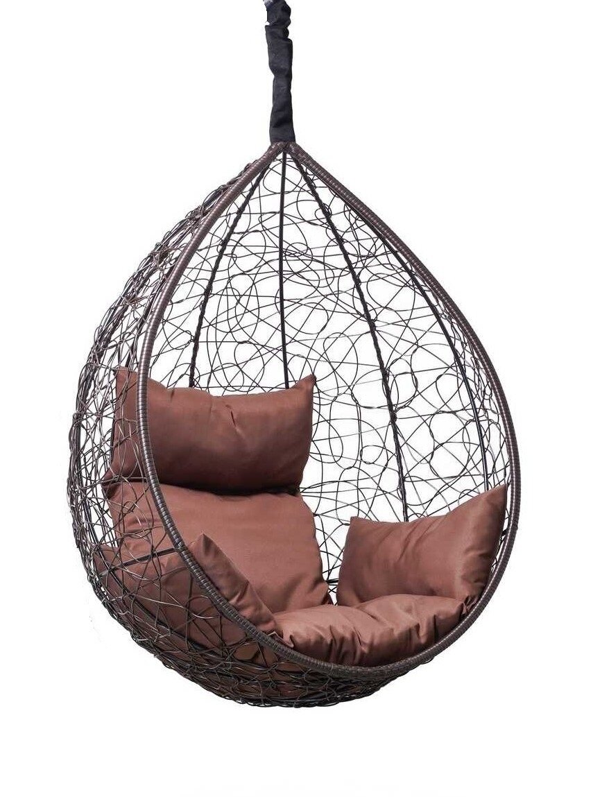 Подвесное кресло-кокон SEVILLA Коричневый без стойки + шоколад подушка