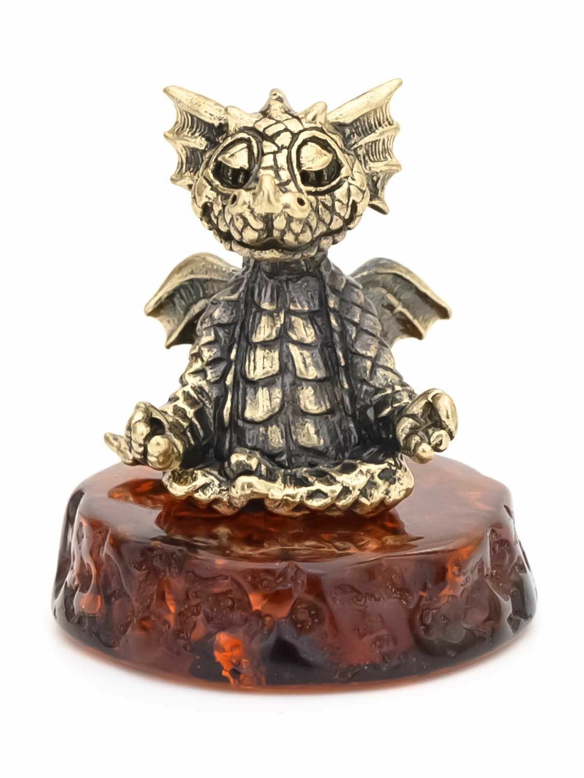 Сувенирная фигурка - Дракон Йог Сиддха, Балтийский Янтарь, 3 см