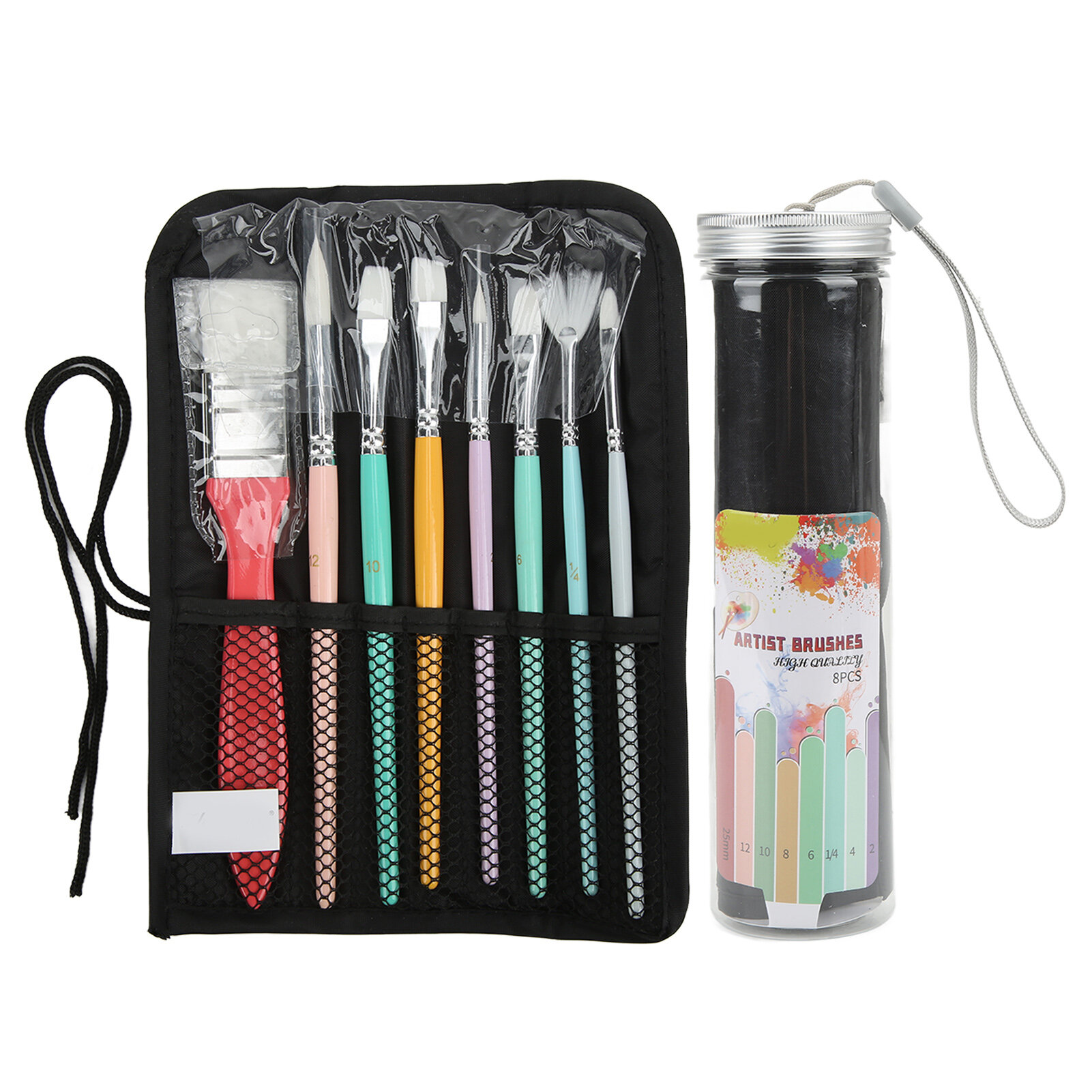 8 шт. Нейлоновые волосы краска кисти твердые пищи деревянные художники рисовать кисти для акварели гуашью