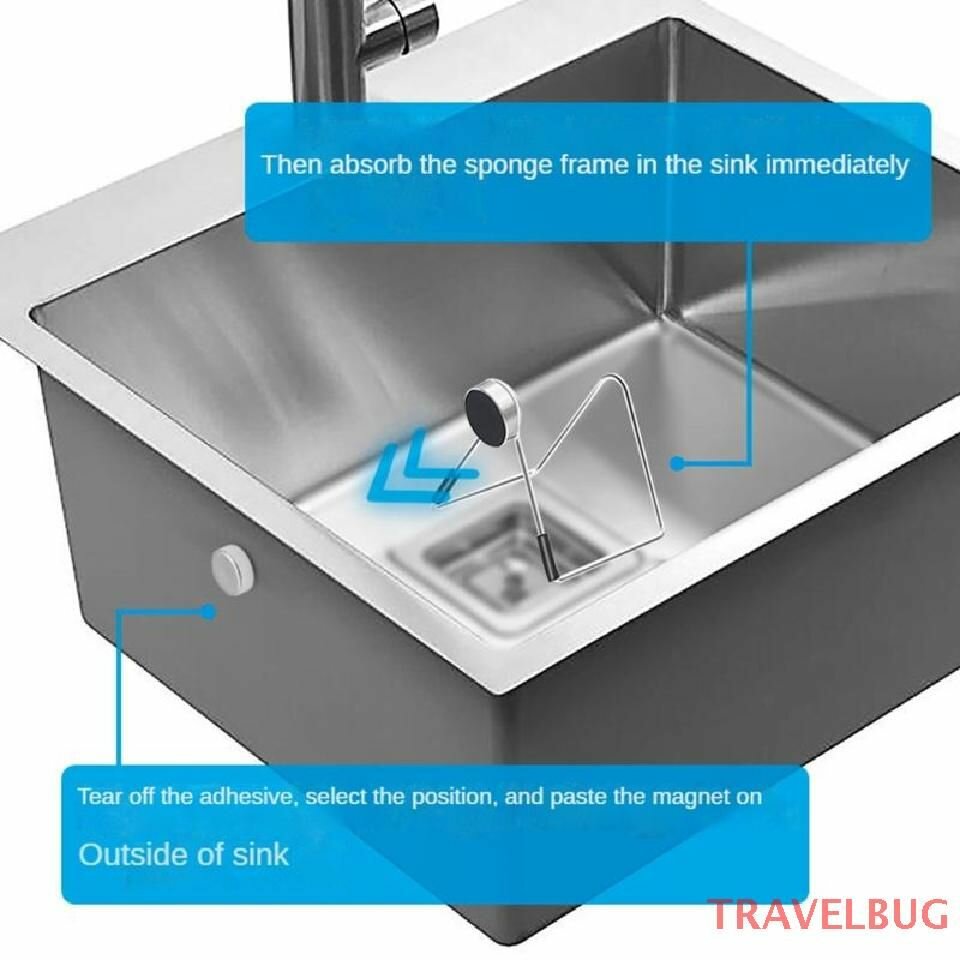 Держатель для губки из нержавеющей стали для раковины, быстросохнущий, компактный и универсальный, с магнитным креплением