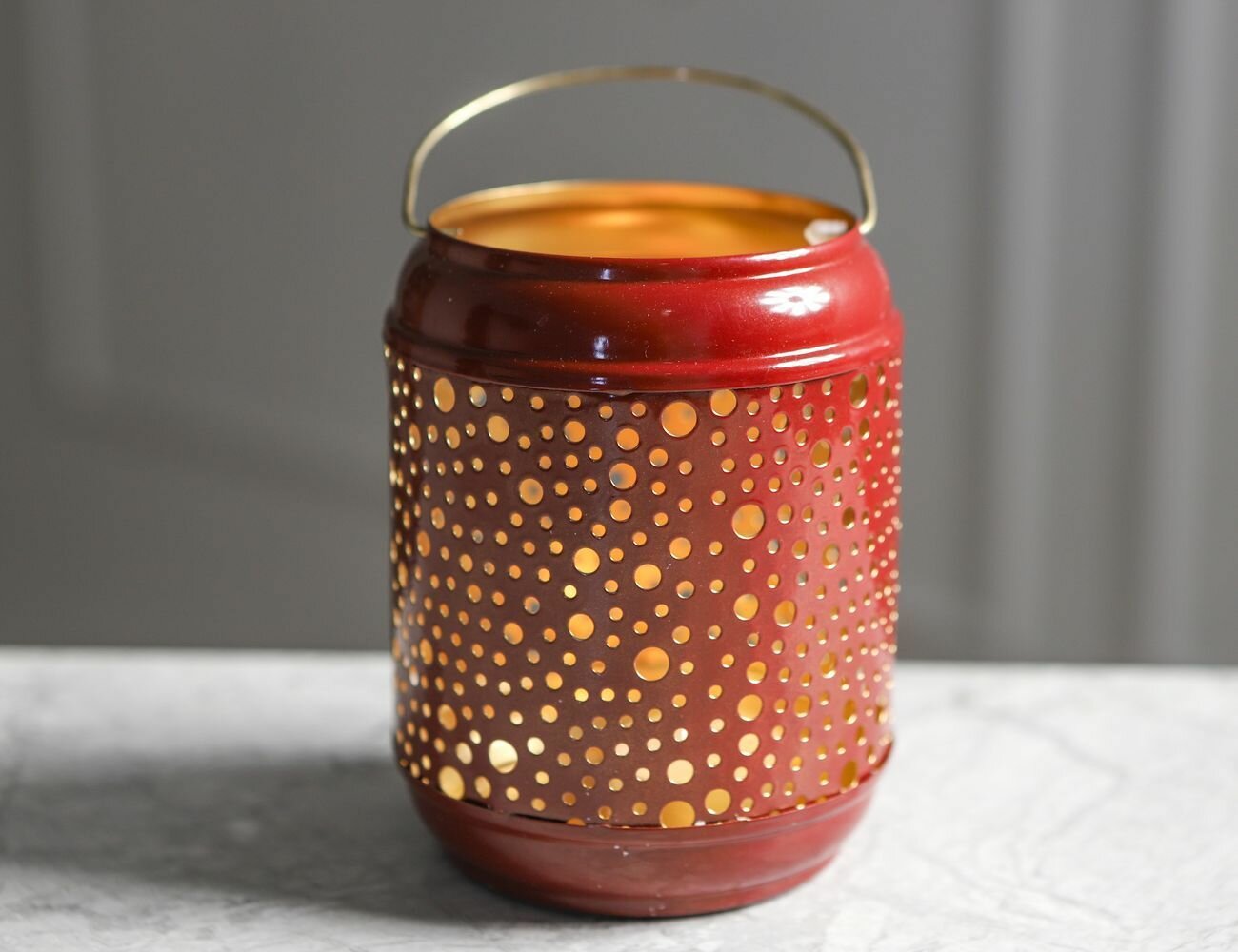 Подсвечник-фонарик гоччи красный, металлический, 13 см, Koopman International A04932140-3