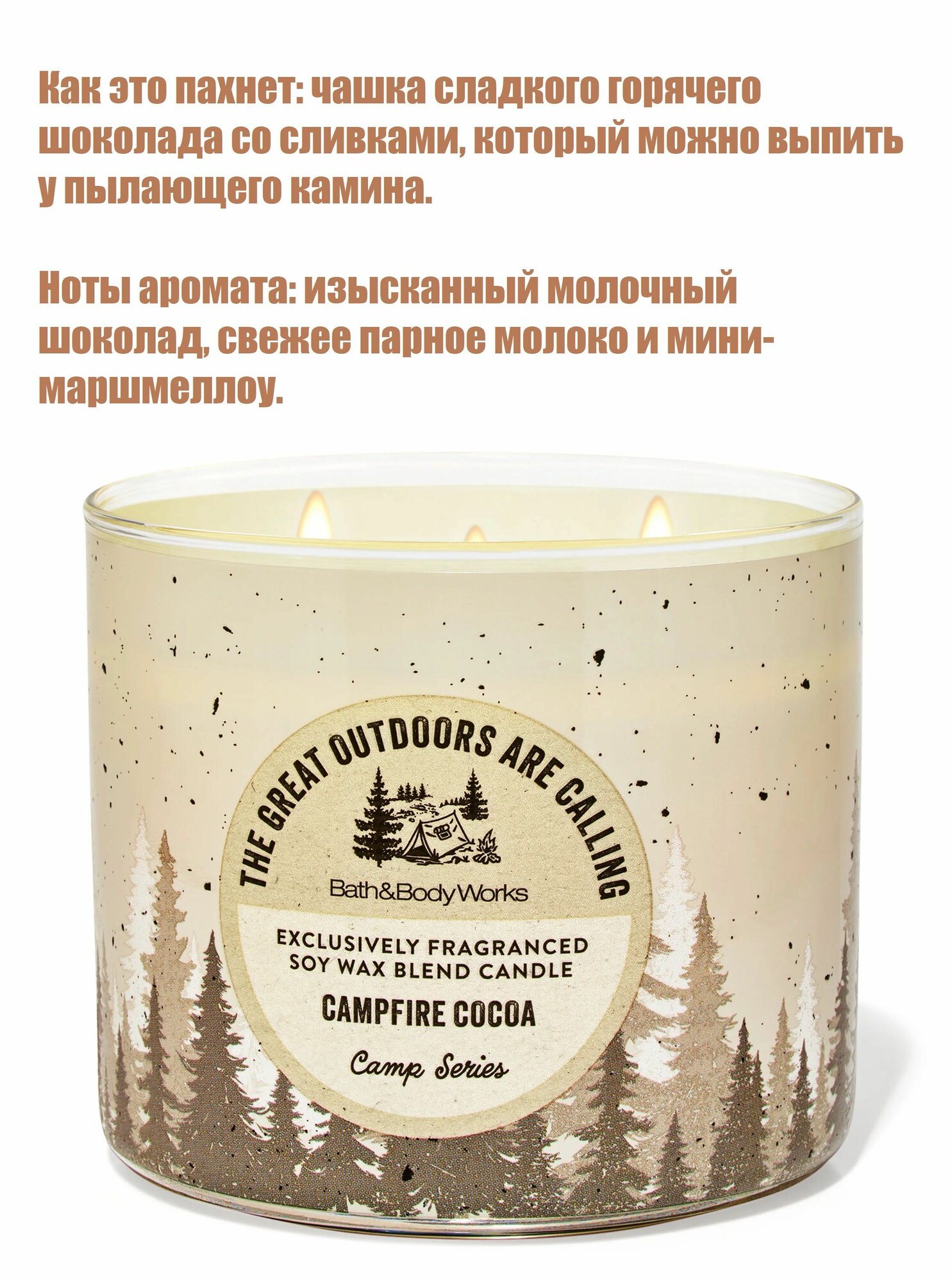 Bath and Body Works свеча ароматическая с 3-мя фитилями Campfire Cocoa (411 грамм)