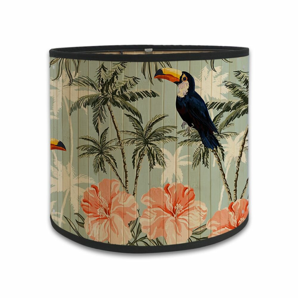 Барабанный абажур для настольной лампы торшера люстры, винтажный с рисунком птиц, сменный плафон, размер 30x30x30 см