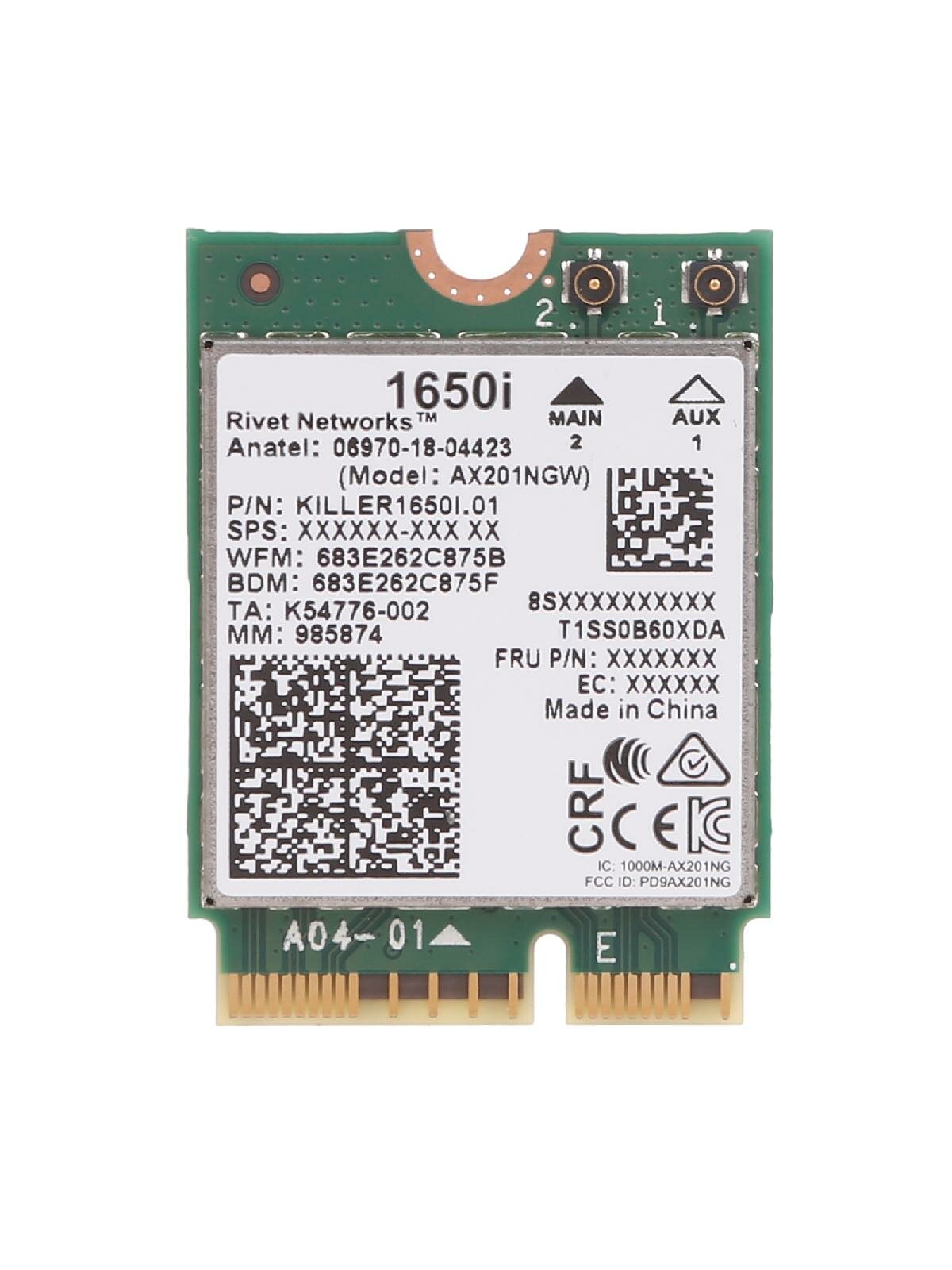 Killer 1650i Dual-band 2.4Gbps Wireless Wifi6 Card AX201NGW 802.11AX Bluetooth-compatible 5.0 Laptop for Win10 11
