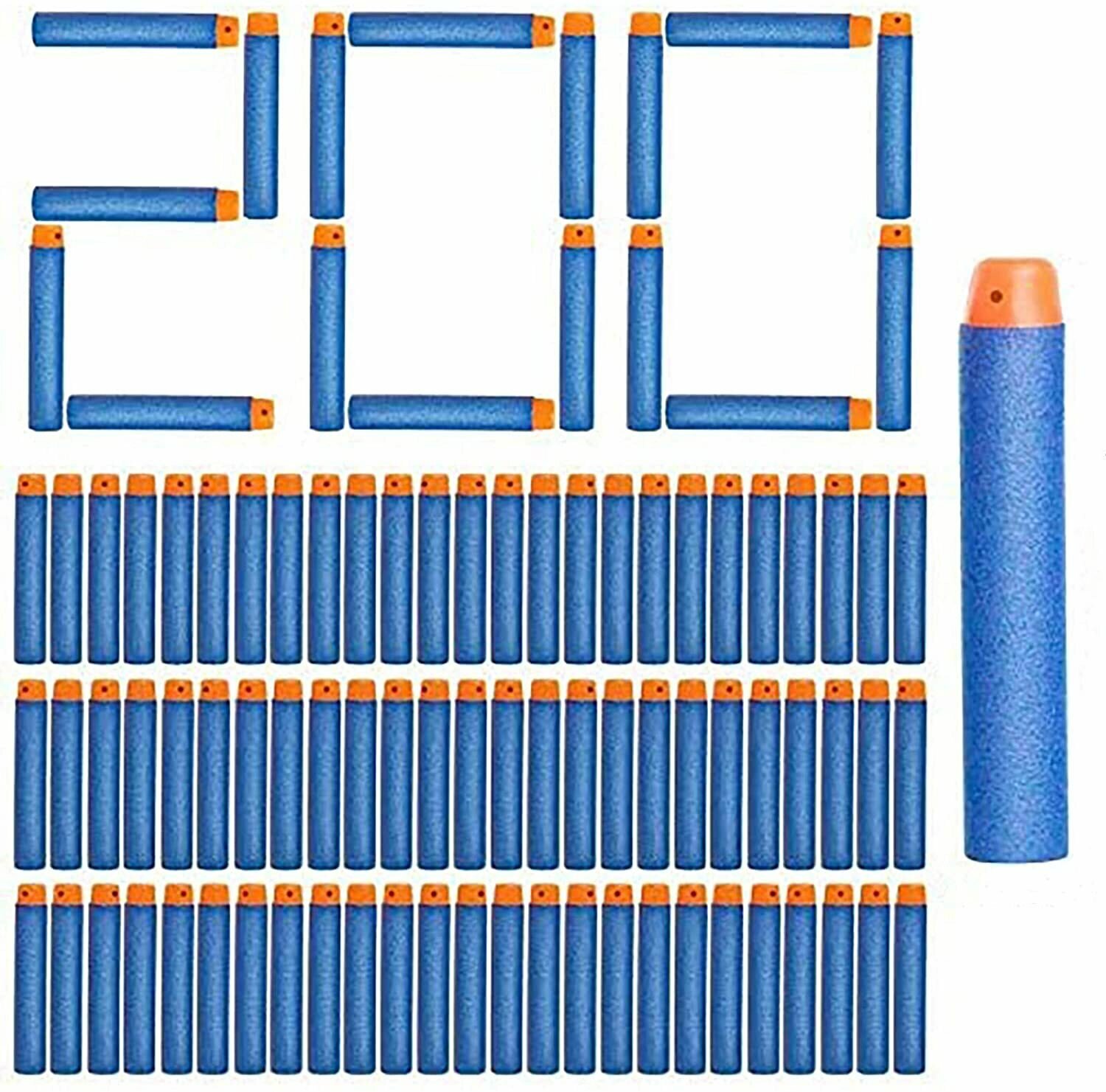 200 дротиков, стрелы 7,2 см, сменный стержень, пенный наполнитель, совместим