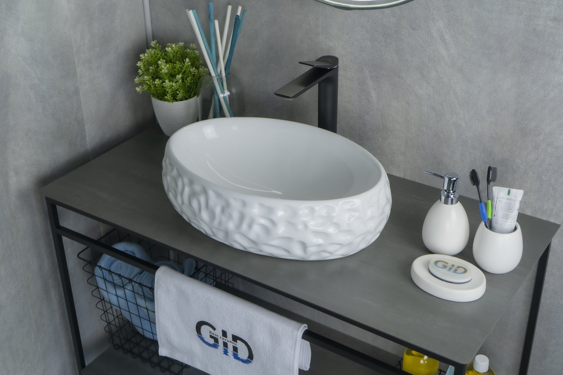 Раковина Gid 9030wf 51187 накладная белая 48x34x15