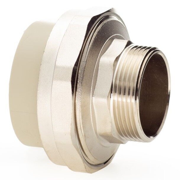 Муфта комбинированная Lammin / Ламмин разъемная с наружной резьбой, полипропиленовая, серая, диаметр подключения 50мм, резьба 1.1/2дюйма / фитинги