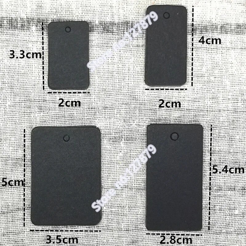 Черные крафт-бирки для подарков 2x3.3см, 2x4см, 2x5см, 2.8x5.4см
