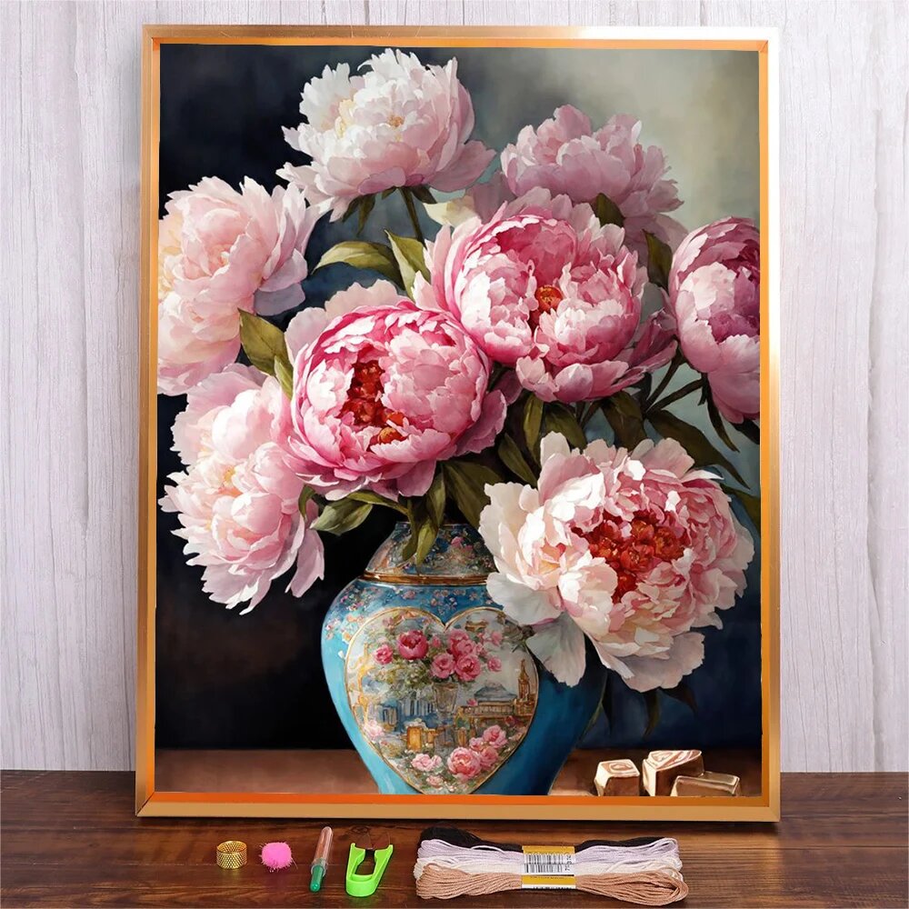 Набор для вышивки крестом Painting Era Пион 60x80cm, 14CT Cotton Threads