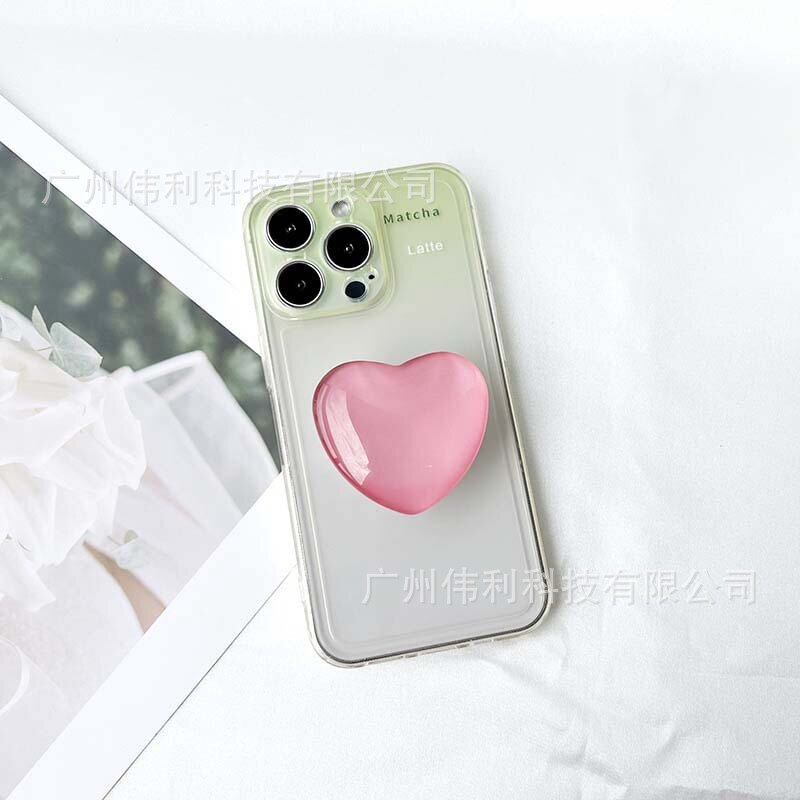 Держатель мобильного телефона, 3D стекло, прозрачный кристалл в форме сердца, с подушкой безопасности