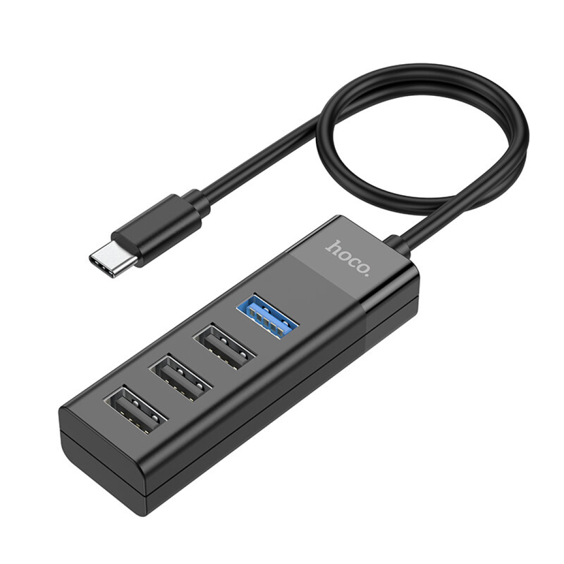USB Хаб (HB25) c 1 Type-C на 1 USB 3.0 + 3 USB 2.0, HOCO, черный