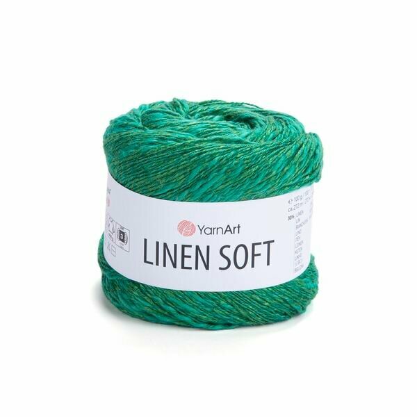 Пряжа YarnArt Linen Soft 7315 изумруд (100г/272м, упаковка 4 мотка)