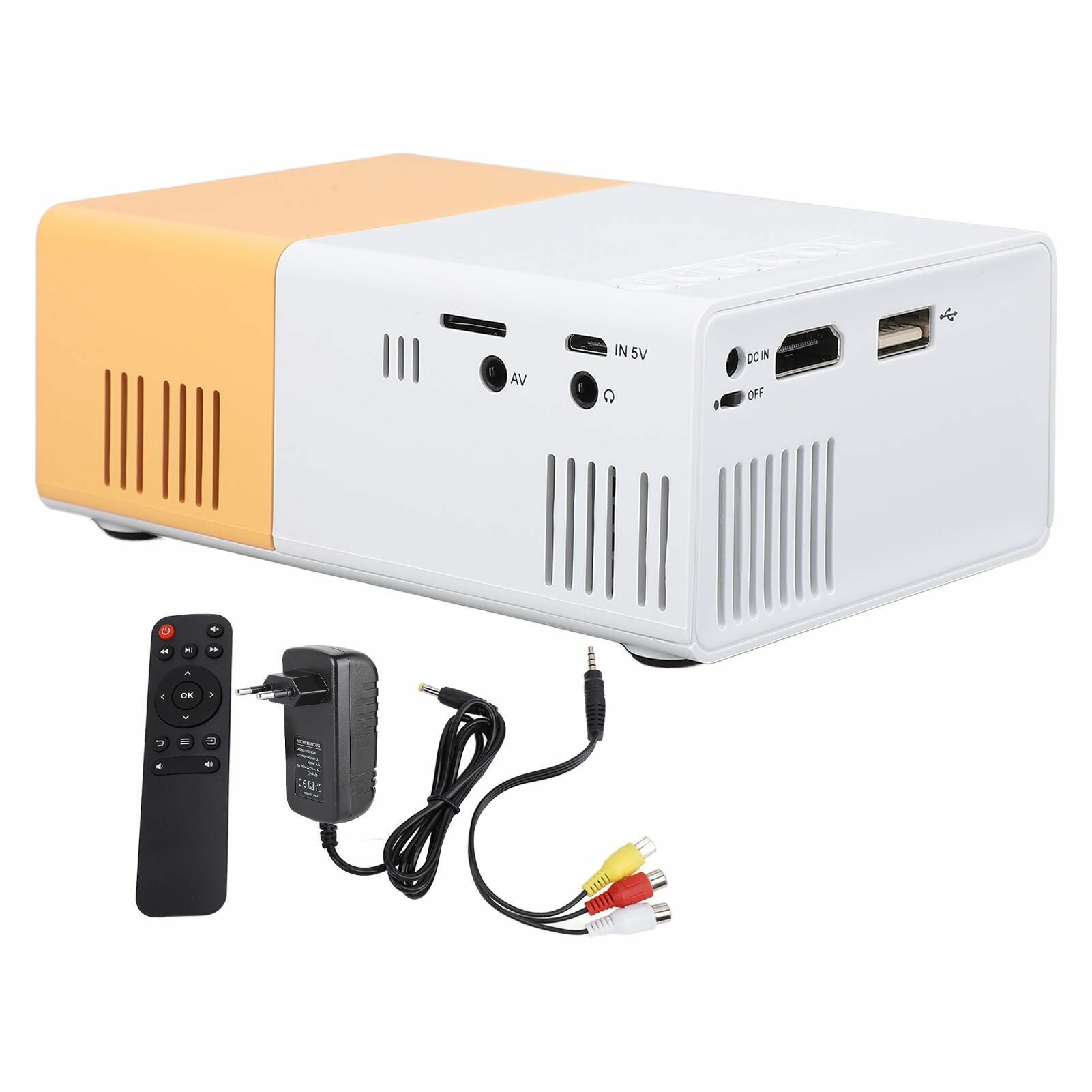 Небольшой проектор HD 1080P, портативный, уличный, с динамиком, совместимый USB/AV, EU