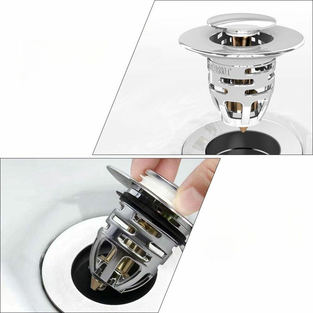 GEALFIS пробка для раковины и ванны выдвижная сливная с фильтром антизасор ABS медь серебро универсальная