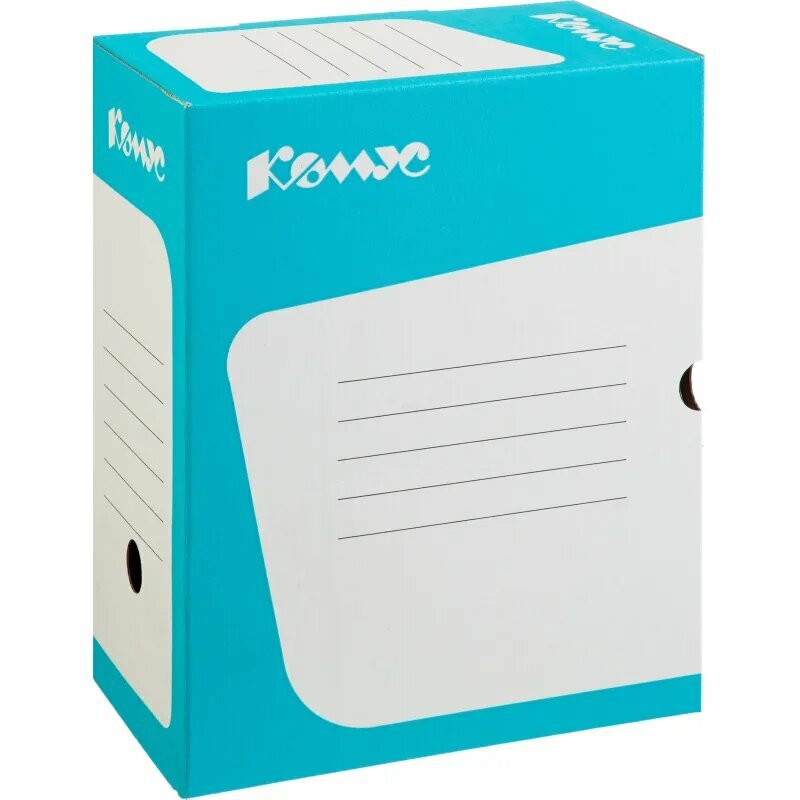 Короб архивный Комус 150 мм микрогофр, выруб. зам. бирюзовый, 2233665