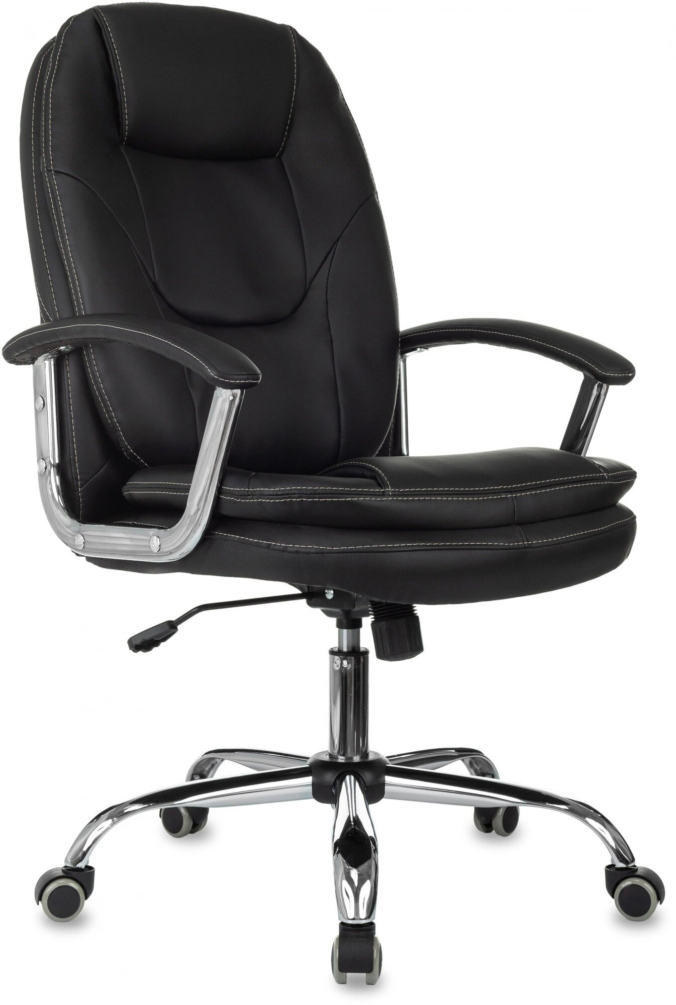 Кресло руководителя Бюрократ CH-868SL черный, эко. кожа, крестов. металл хром