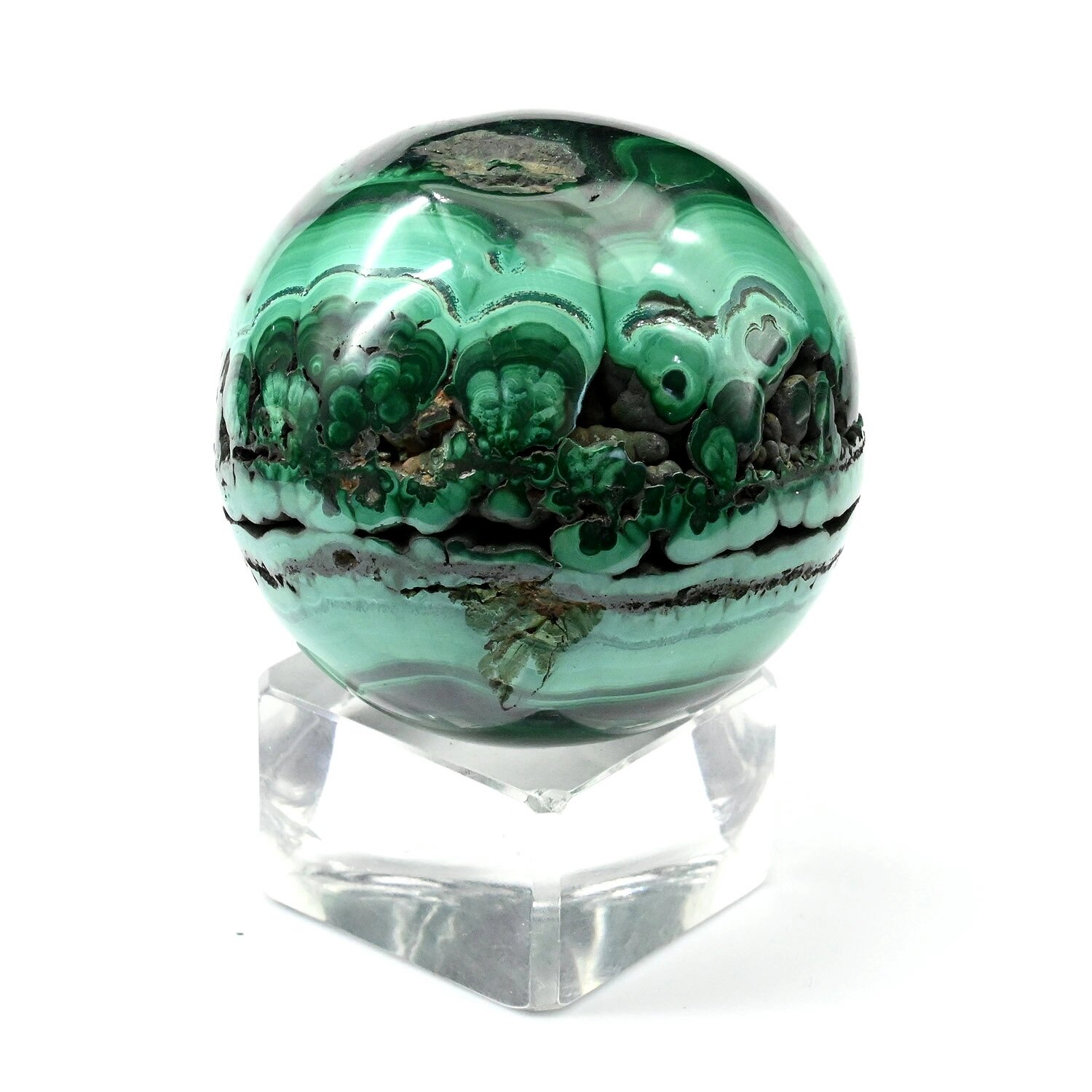 Шар из малахита с жеодой 43мм, 152г .