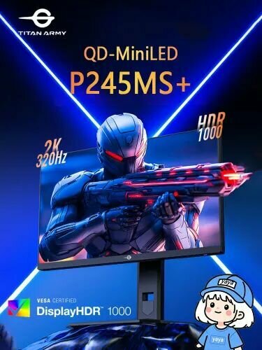 Titan Army 24.5" Монитор P245MS+, 2K 320Hz QD-MiniLED, DyDs PC Tool, 1200nits, HDR1000, черный матовый
