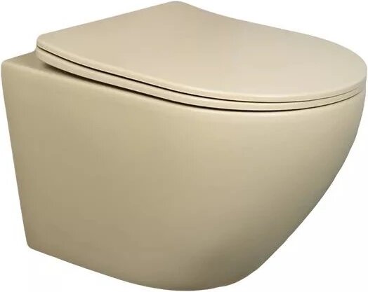 Унитаз подвесной GID Sr2198 безободковый, с сиденьем микролифт, бежевый матовый