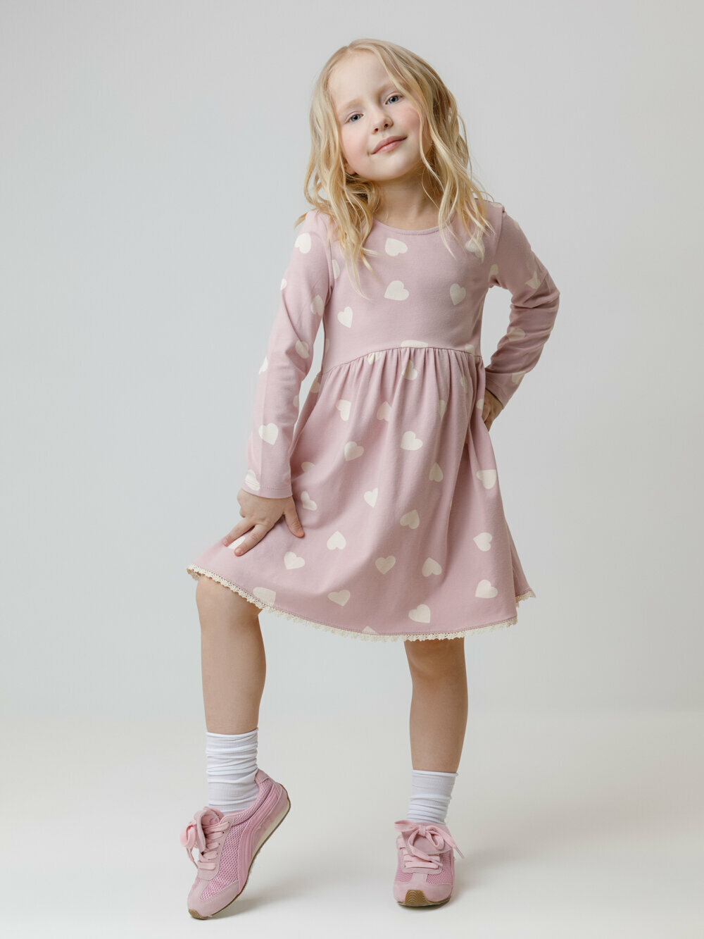 Платье КР 5836/розовый лед,сердечки к599