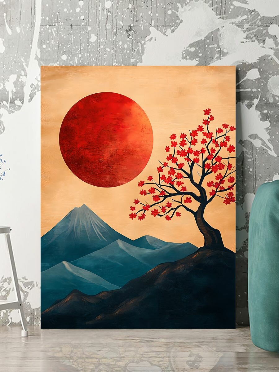 Картина интерьерная - "Японский стиль, пейзаж", 60х80 см.