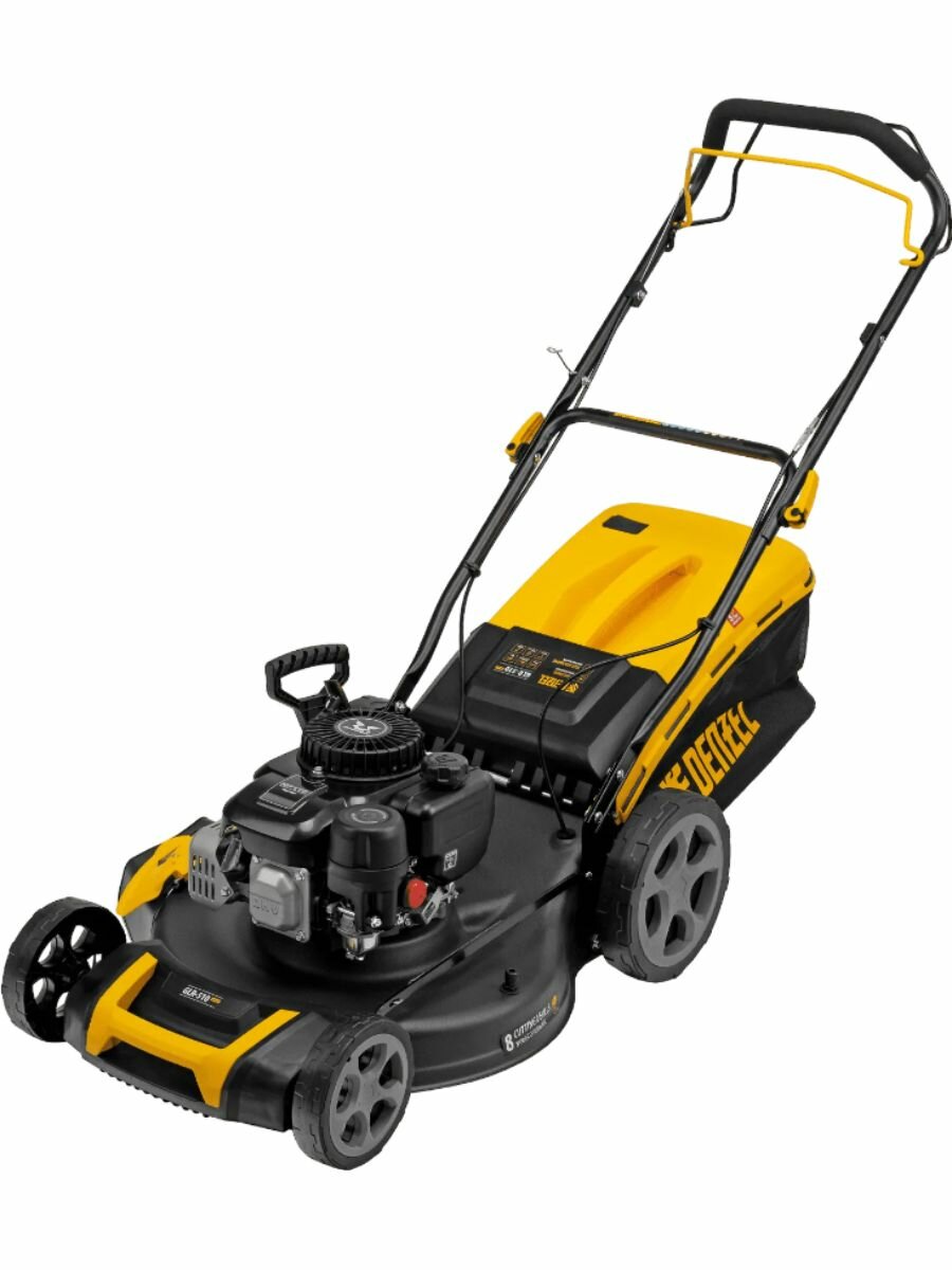 Газонокосилка бензиновая роторная DENZEL GLR-510SP-ZS, 171 см3, ширина 51 см, 65 л, желтая/черная, 58825
