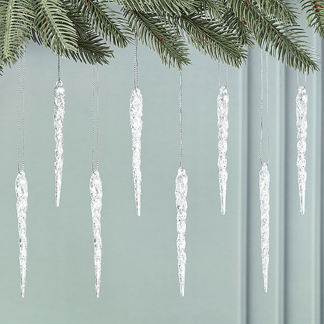 Набор елочных игрушек Сосульки - Senlis 10 см белый, 8 шт, Winter Deco, 1000465