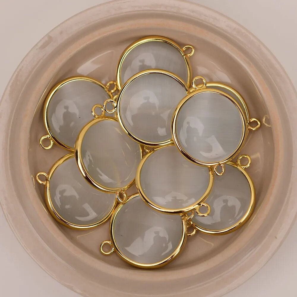 Натуральные белые бусины «кошачий глаз» 22 мм, 10 шт.