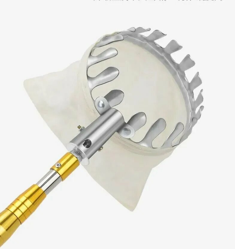 Плодосборник телескопический для фруктов, 1.2-4м, металлический, серебристый и золотистый, Китай, 4 шт.