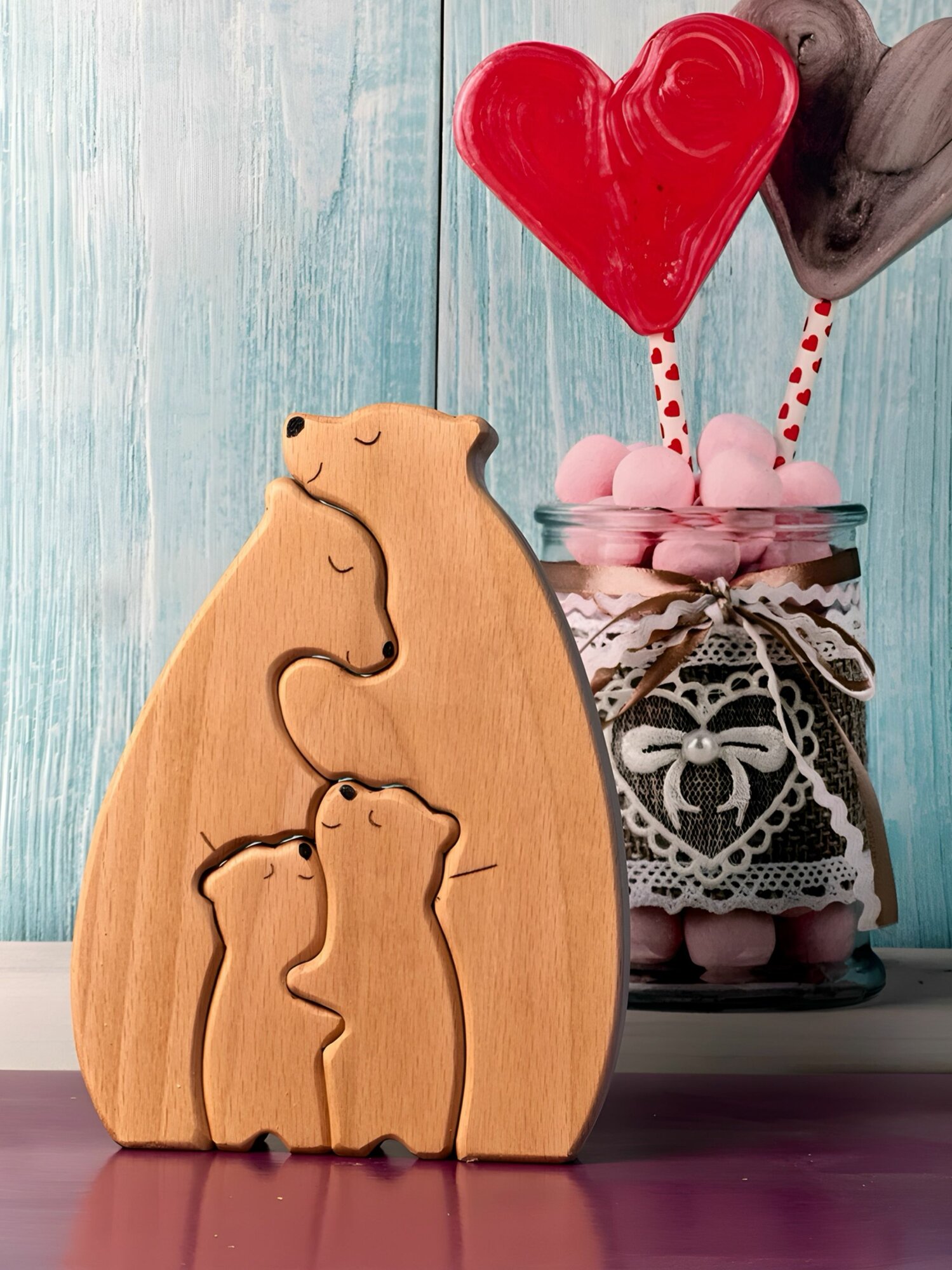 Семья медведей. Подарок маме, бабушке, подруге, жене, папе, сестре, мужу на день рождения, на годовщину свадьбы или новоселье. Статуэтка сувенир для интерьера