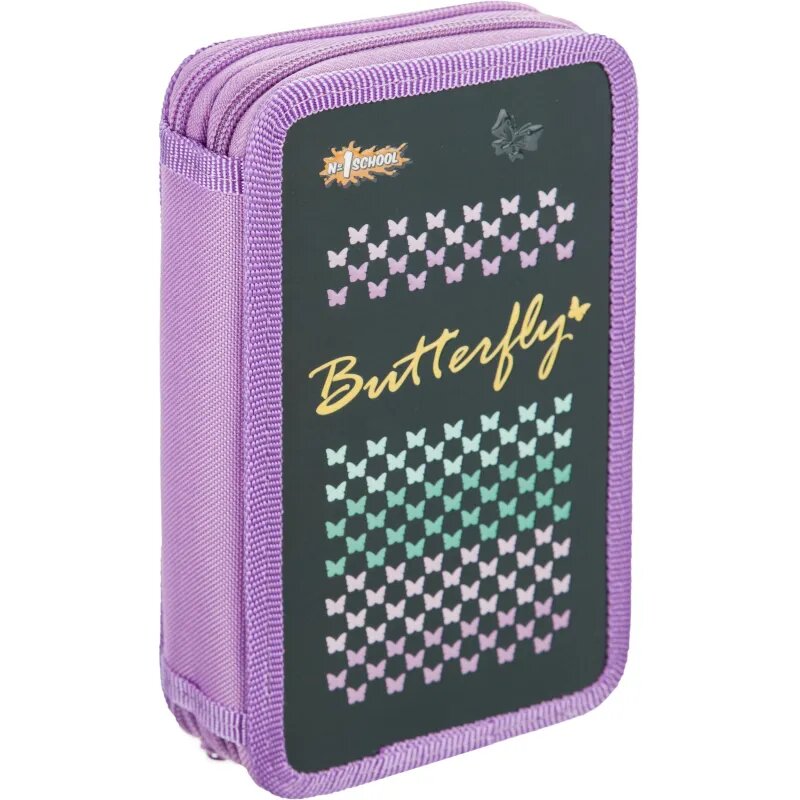Пенал Butterfly 2 отд. выборочный лак, 190x110 мм, ПКК 11-19 Комус Класс 1557059