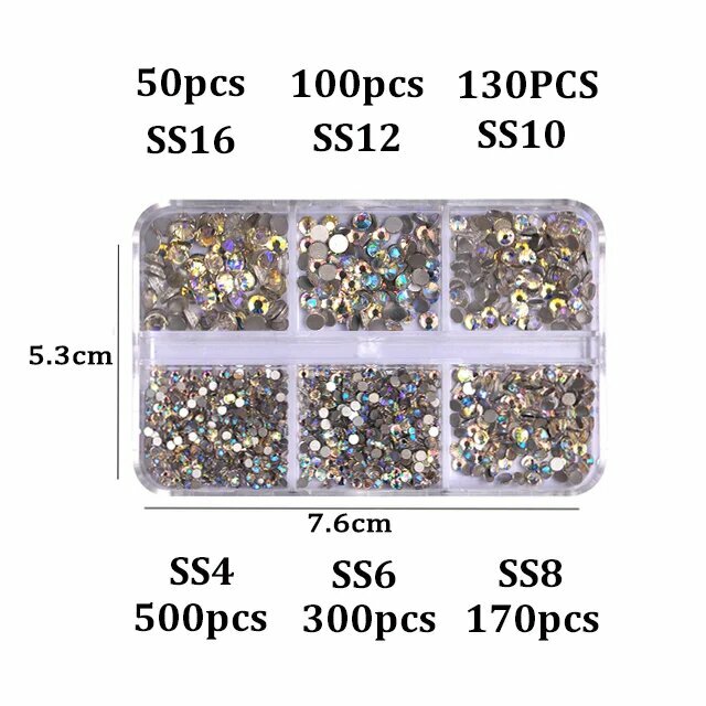 Стразы Shimmer AB SS4-SS16, 6 отделений