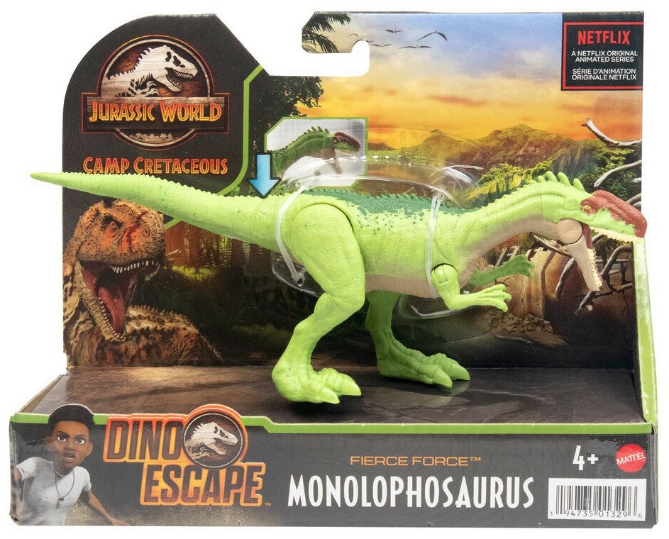 Jurassic World Mattel Фигурка динозавра Мир Юрского Периода "Свирепая сила: Монолофозавр" с длиной 19,5 см