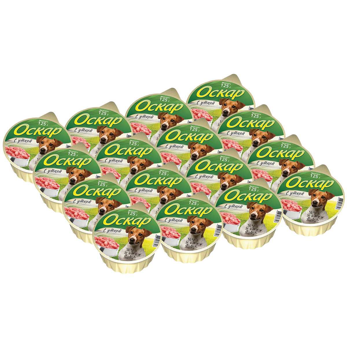 Влажный корм оскар, для собак, с уткой, 125 гр х 16 шт