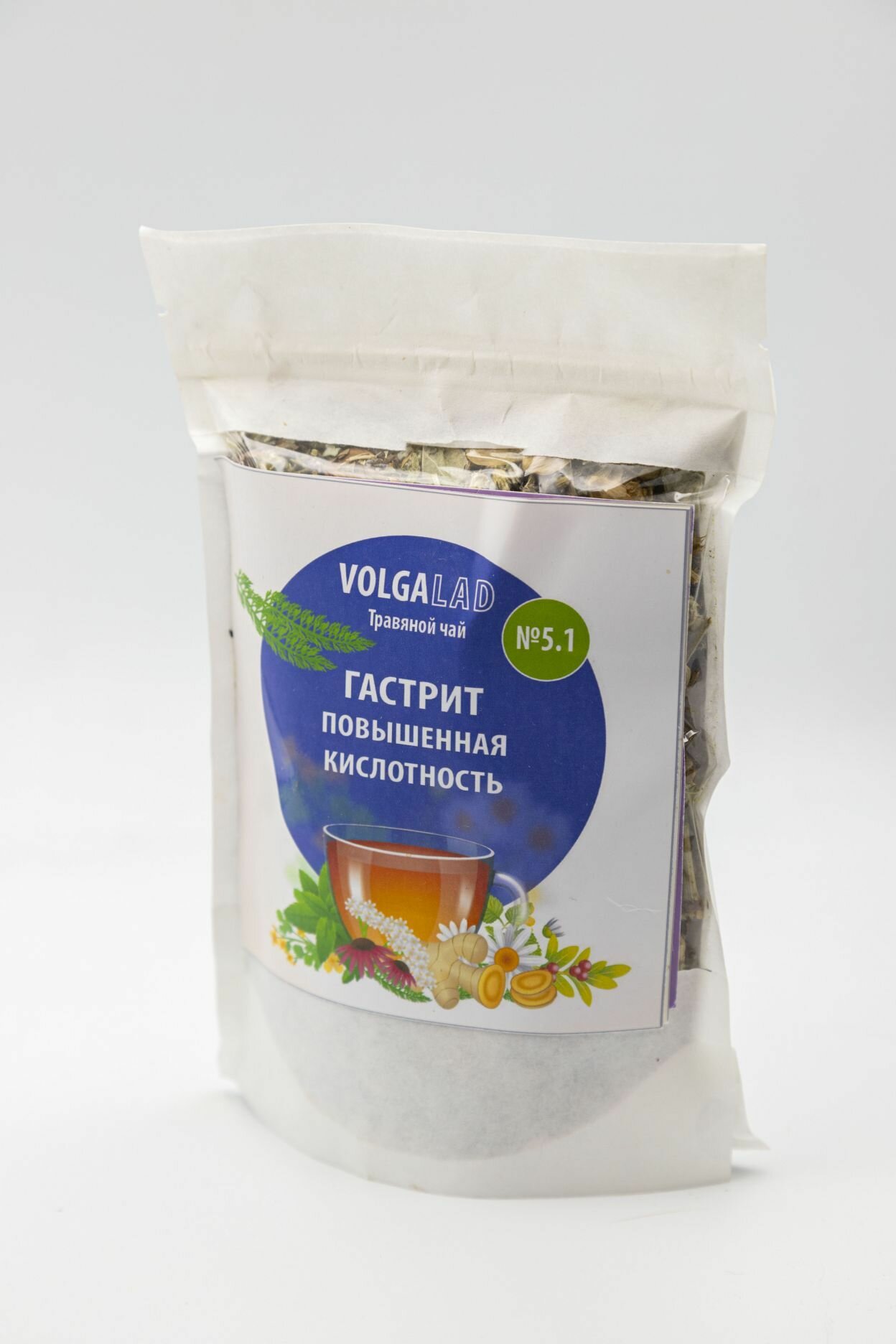 Травяной чай ВолгаЛадь-5.1 сбор при гастрите и повышенной кислотности 50г