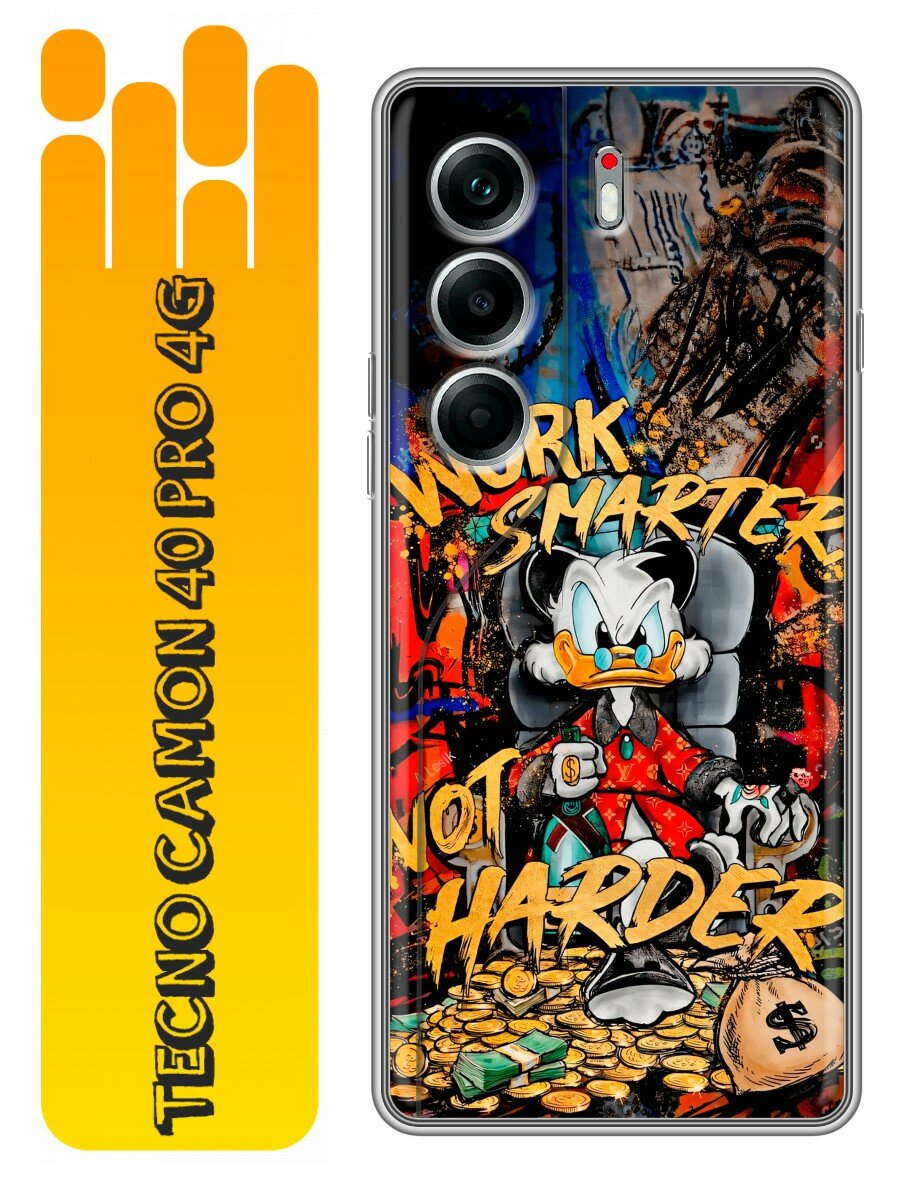 Чехол для Tecno Camon 40 Pro 4G с принтом Дональд Дак Деньги (Техно Камон 40 Про 4G)