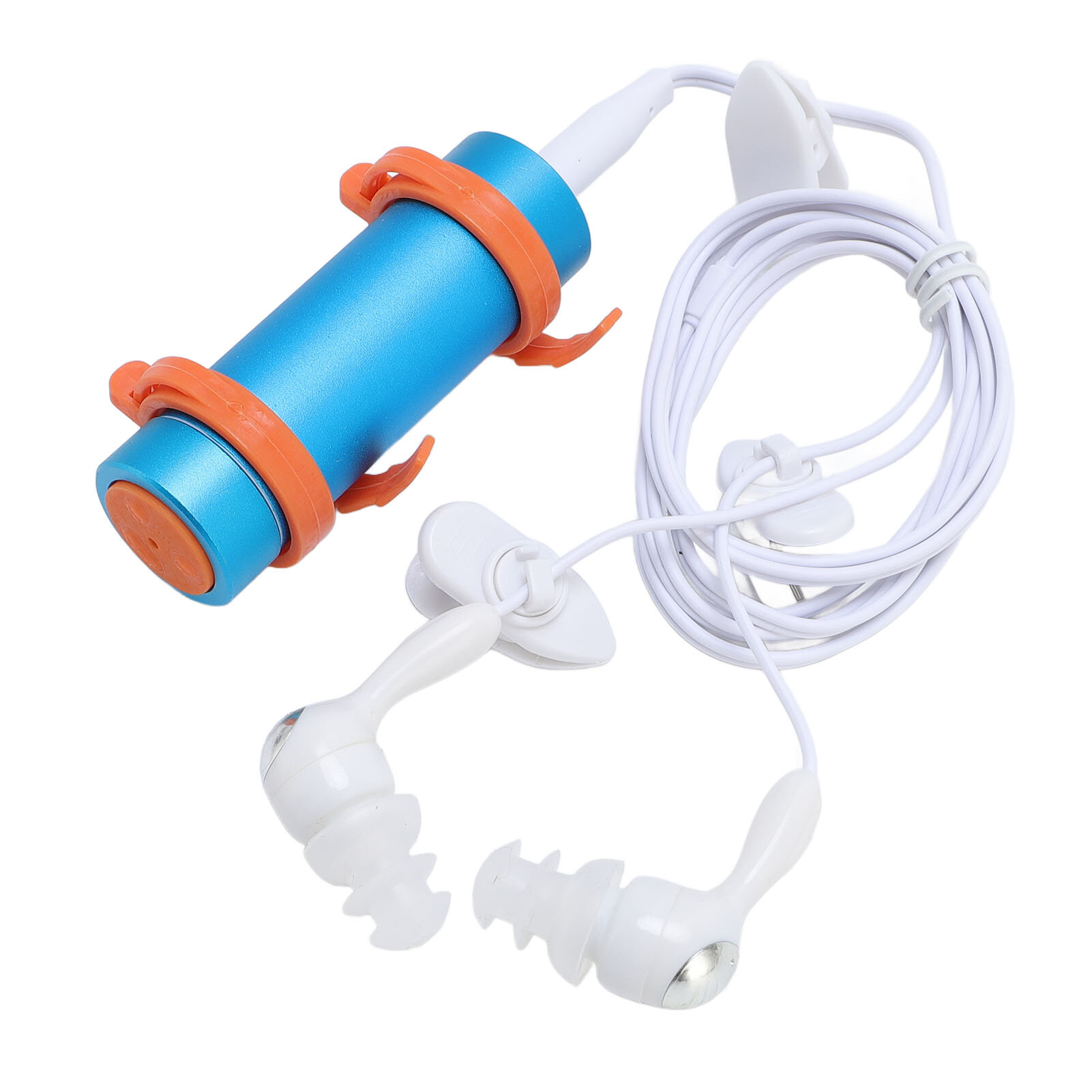 Водонепроницаемый MP3 плеер 8GB портативный алюминиевый корпус с водонепроницаемыми наушниками для плавания дайвинга серфинга бега синий