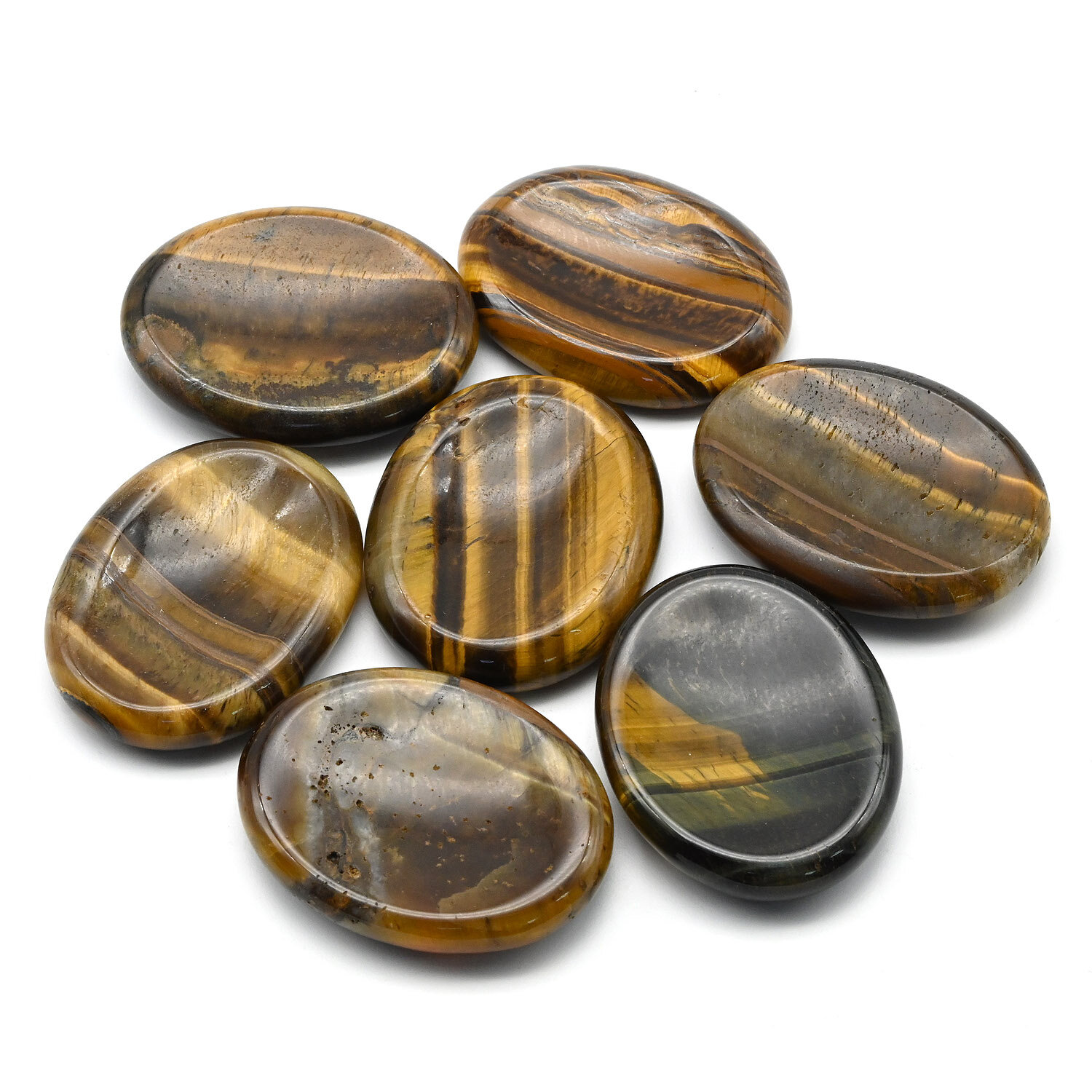 Галька из тигрового глаза, овал "Тревожные камни" 45*35*7мм .