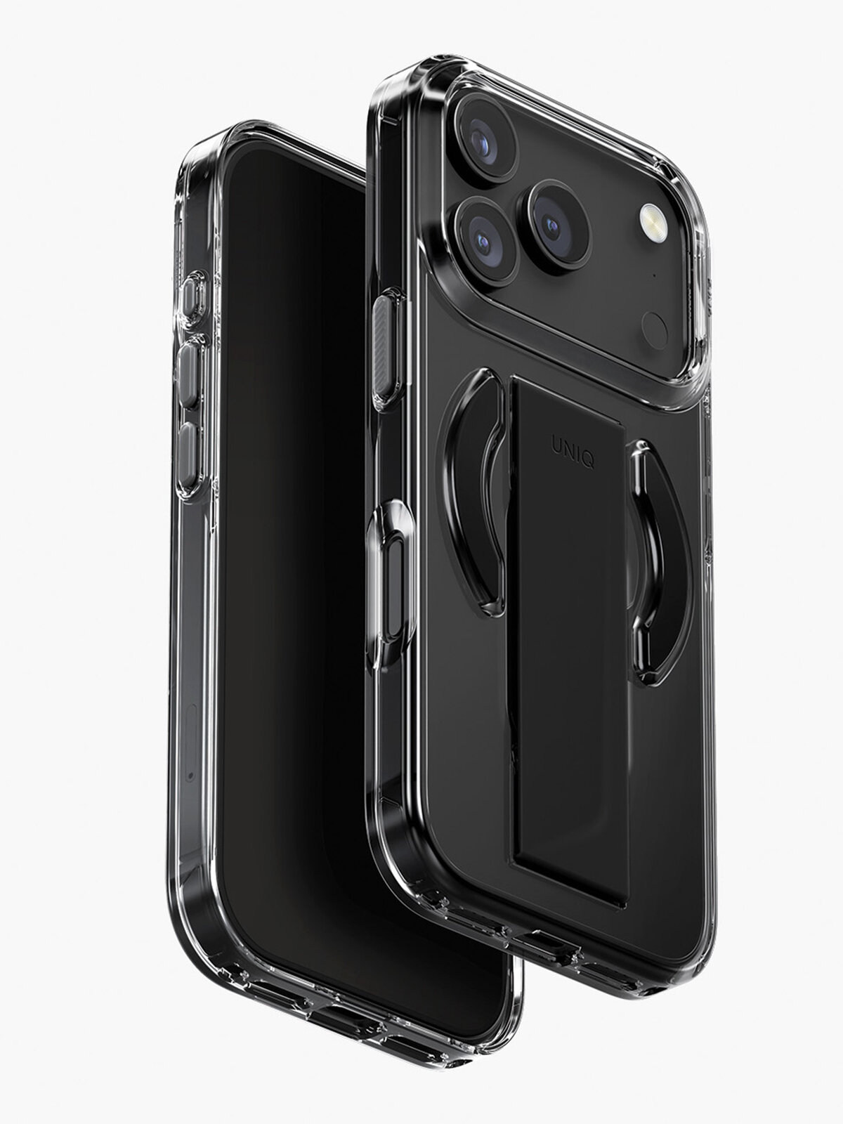 Чехол Uniq на iPhone 17 Pro Heldro Air с силиконовым ремешком FlexGrip, с магнитами MagSafe, черный