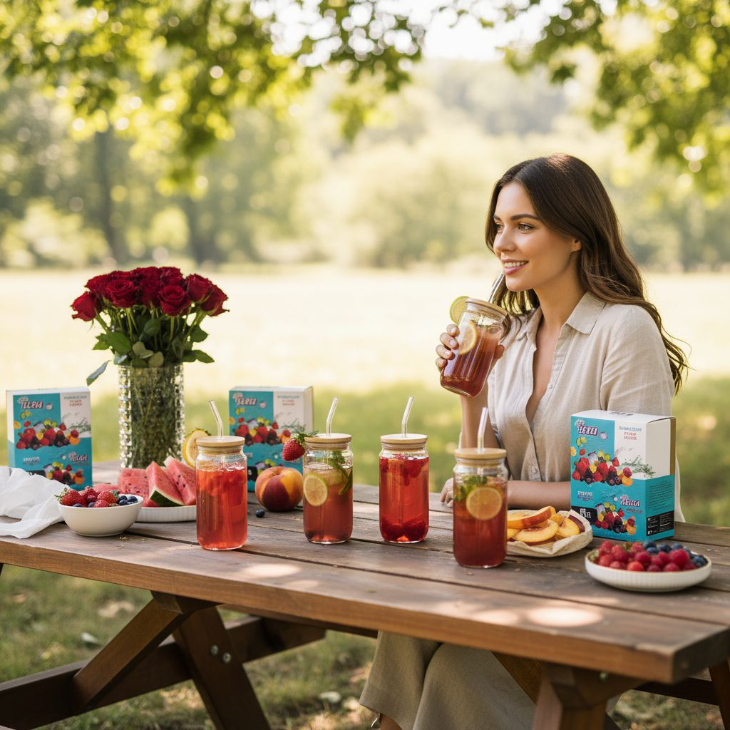 Чай растворимый Fika Deluxe "Каркаде-Малина", в пакетиках, 24шт. холодный и горячий, Армения