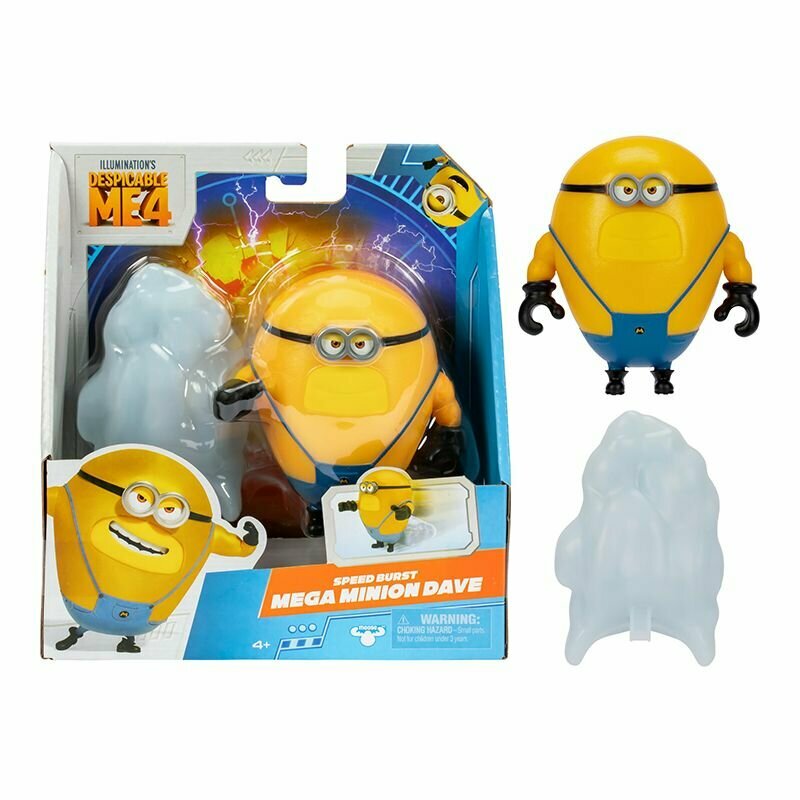 Фигурка Мега Дэйв Minions Despicable ME 4 Speed Burst Потяните Мега Дэйв назад, чтобы увеличить скорость
