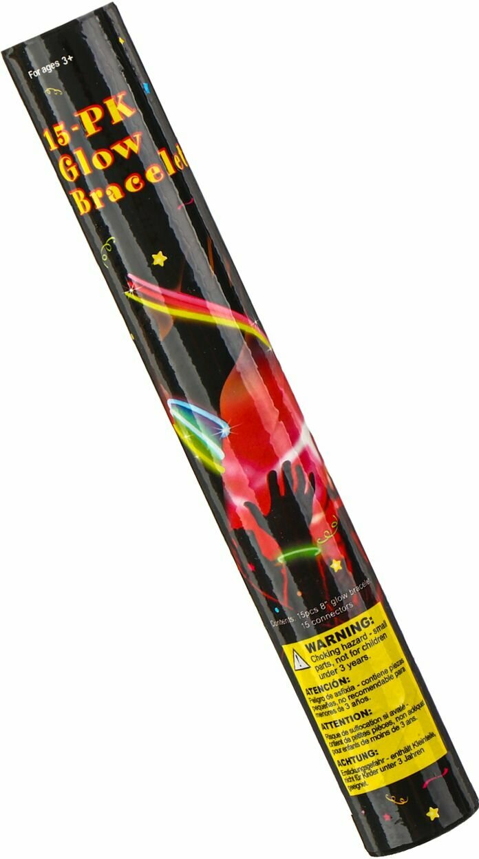 Браслет карнавальный светящийся на руку в тубусе для детей и взрослых, неоновое украшение-палочка для праздника, набор 15 штук