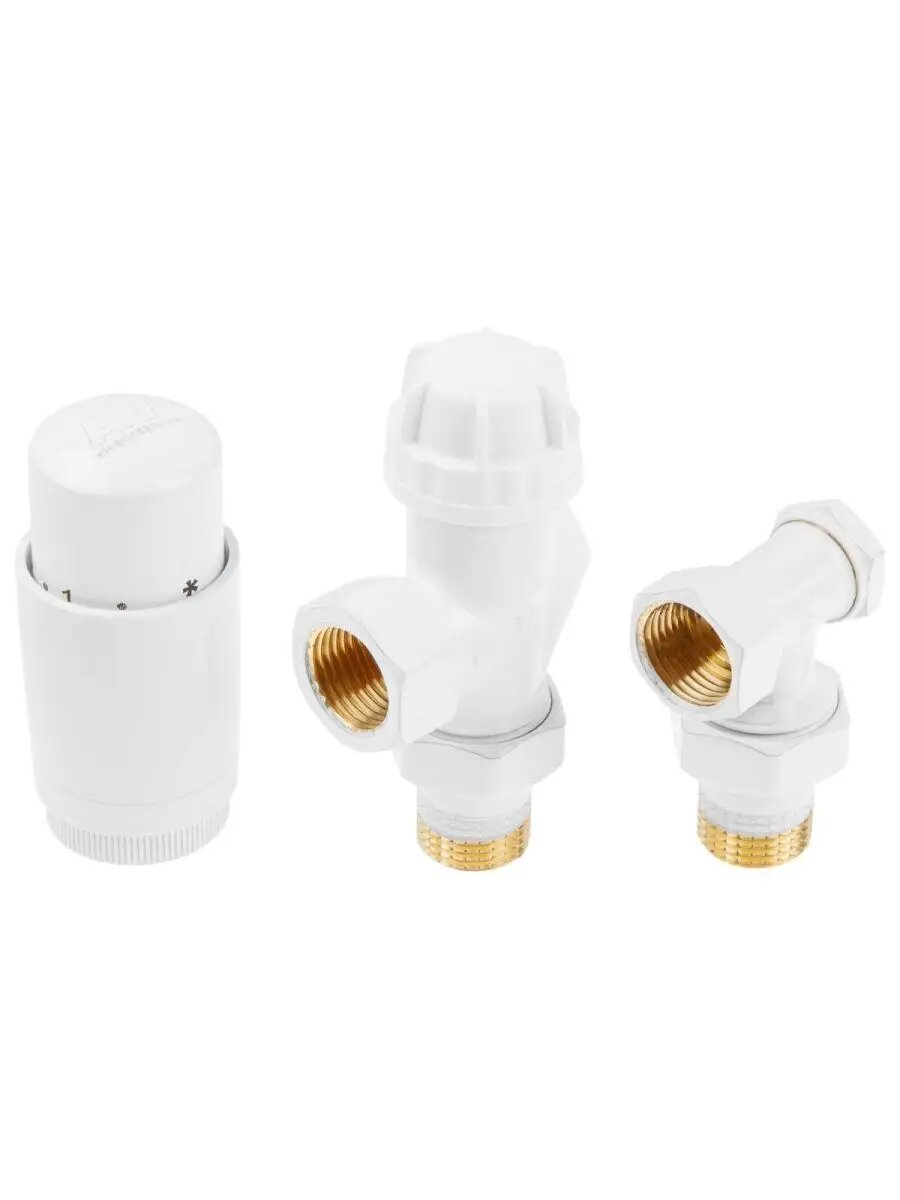 Комплект термостатический для радиатора отопления AV Engineering осевой Белый DN15 x 1/2" с термоголовкой (AVE32012W)