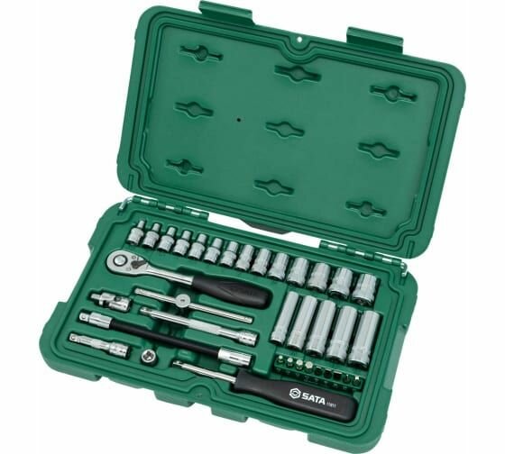 Набор торцевых головок с принадлежностями, 36 шт, 1/4 DR, Sata 09001