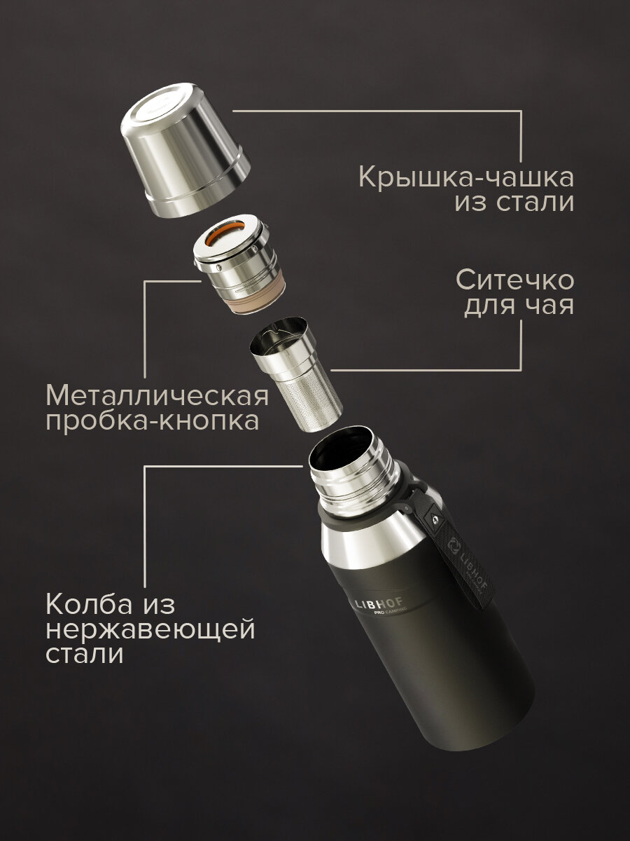 Термос 1 литр для чая Libhof TM-1000 black — фото 1