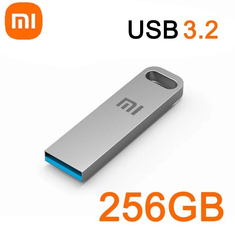 Xiaomi 2TB USB 3.2 флэш-накопитель высокоскоростной металлический U-диск TypeC Memory Stick водонепроницаемый SSD-накопитель ПК телефон передача данных портативный, silver-256GB