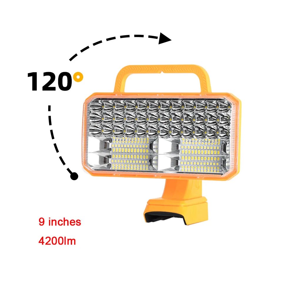 1 шт. светодиодный рабочий фонарь для батареи Dewalt, яркий ручной фонарик, уличный светильник для рабочей площадки, кемпинга, прожектор (без батарейки)