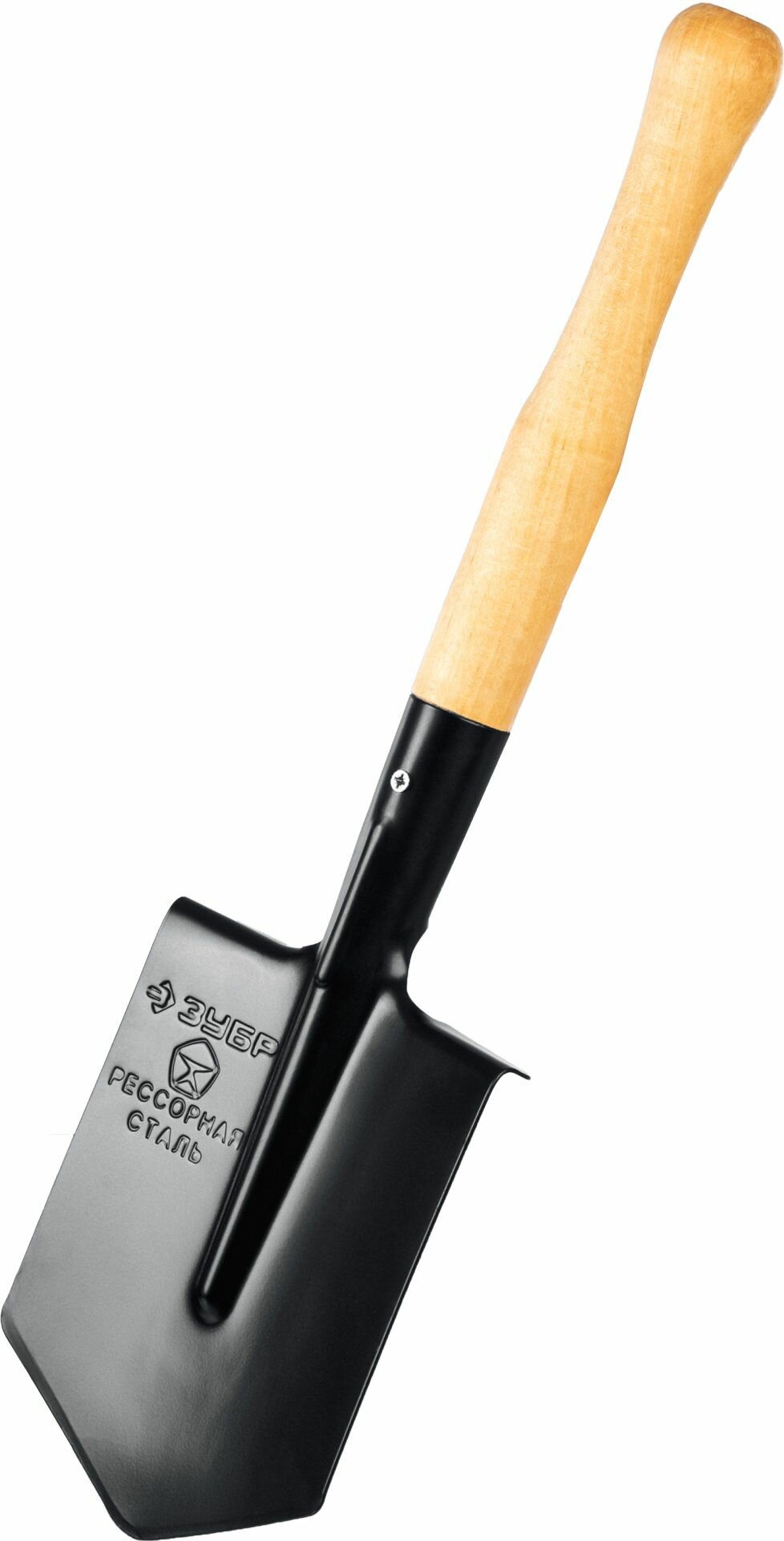 Лопата туристическая ЗУБР ПРОФИ-5С, 150х185х510мм, сталь рессорная 1.6мм закаленная, дерево высшего сорта 39458