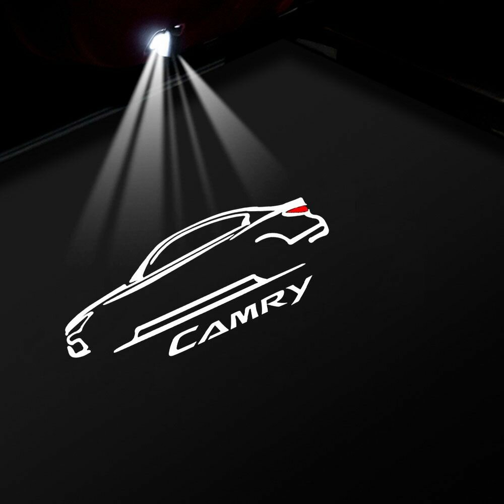 Подсветка дверей с проекцией логотипа (2 шт.) для Toyota Camry 2007–2019, 12V, ABS+LED, 7W, простая установка